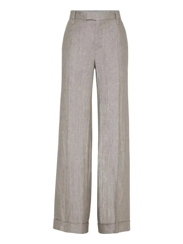 Brunello Cucinelli Pressed-crease Wide-leg Trousers - Brown