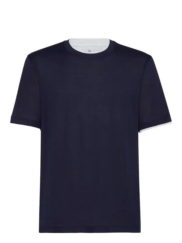 Brunello Cucinelli Layered-design Silk-blend T-shirt - Blue