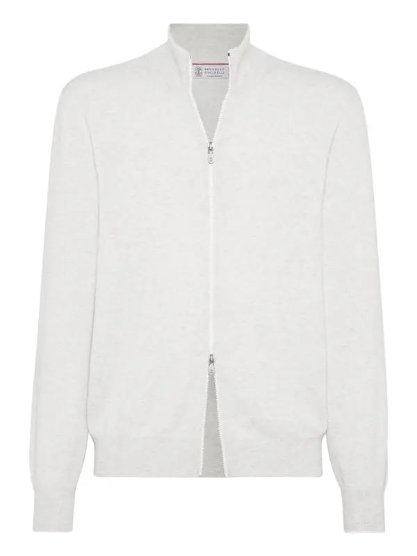 Brunello Cucinelli Funnel-neck Cardigan - White