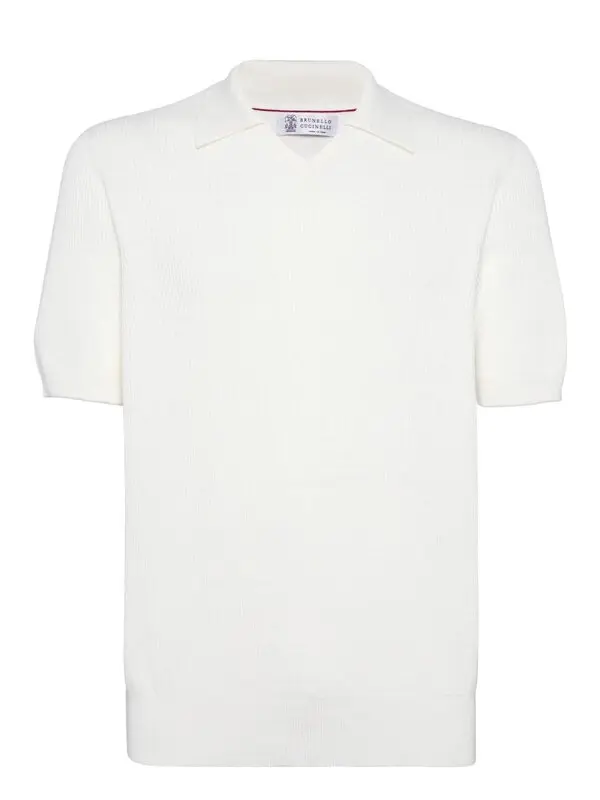 Brunello Cucinelli Pointed-flat Collar Cotton Polo Shirt - White