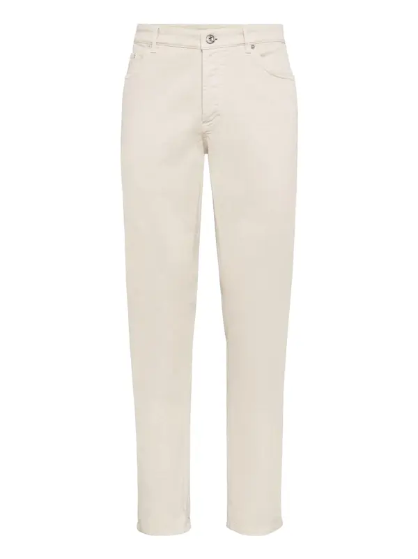 Brunello Cucinelli Straight-leg Stretch-cotton Trousers - Neutrals
