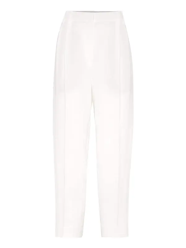 Brunello Cucinelli High-waisted Cropped Trousers - White