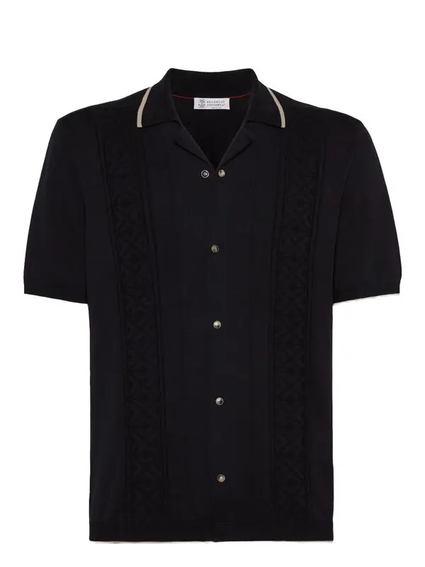 Brunello Cucinelli Button-up Cotton Polo Jumper - Black