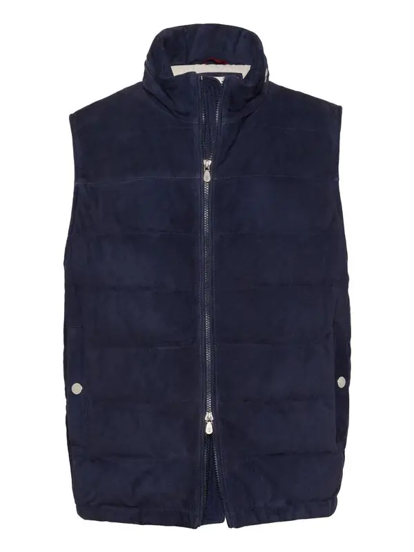 Brunello Cucinelli High-neck Padded Gilet - Blue