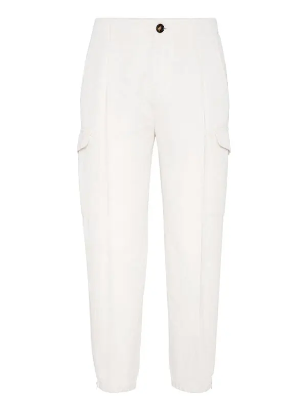 Brunello Cucinelli Cargo-pocket Cropped Trousers - White