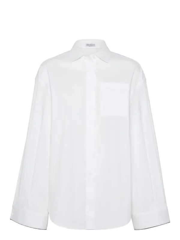 Brunello Cucinelli Contrast-border Poplin Shirt - White