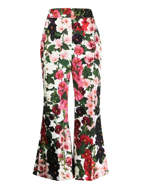 Oscar De La Renta Hollyhock Cropped Trousers - Multicolour