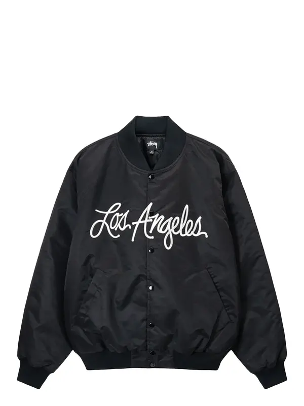 StÜssy La Chapter Satin Varsity Jacket - Black