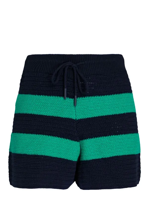 Zimmermann Striped Cotton Knit Shorts - Navy