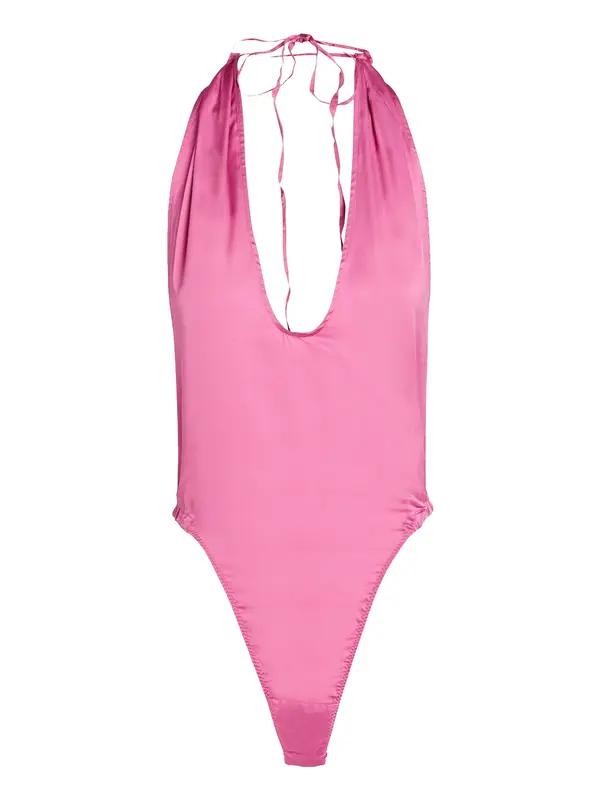 Jacquemus Mentalo Stretch-satin Halterneck Bodysuit - Pink
