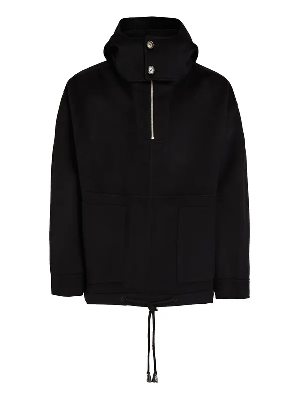 Nanushka Wool And Silk-blend Felt Hooded Jacket - Black