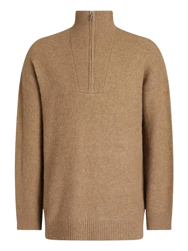 Nanushka Brushed Knitted Half-zip Sweater - Camel