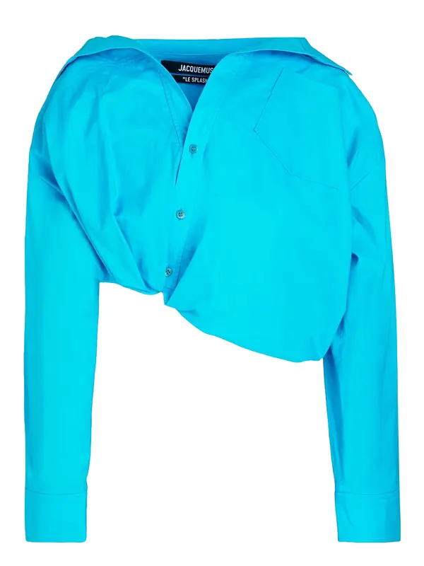 Jacquemus Majean Asymmetric Cropped Shirt - Turquoise
