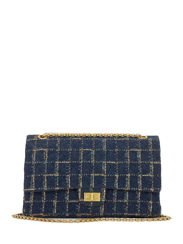 Chanel Tweed 2.55 Reissue Double Flap Bag - Navy