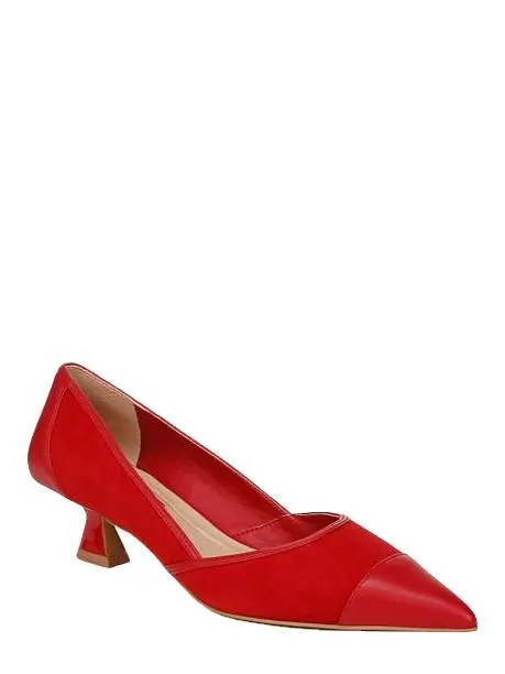 Franco Sarto Darcy Pointed Toe Kitten Heel Pump - Red