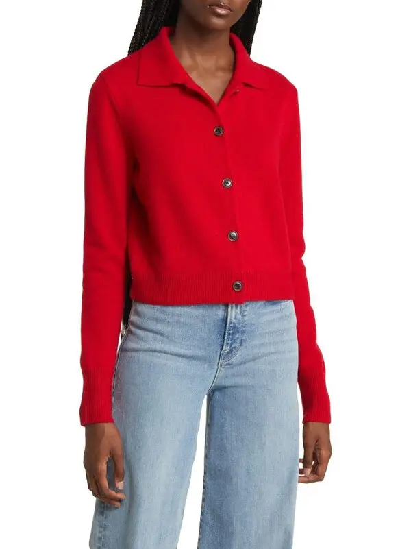 FRAME Cashmere Shrunken Cardigan - Cherry Red