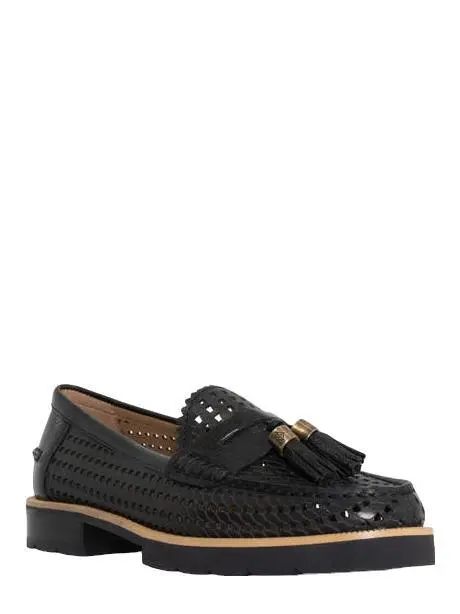 DONALD PLINER Laser-cut Tassel Loafer - Black