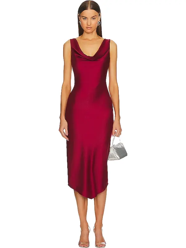 MICHAEL COSTELLO X Kylen Midi Dress - Maroon