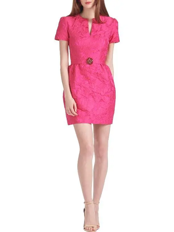 Sachin & Babi Floral Jacquard Cocktail Mini Dress - Fuchsia