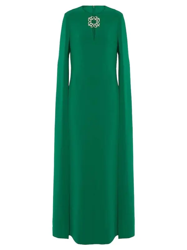 Elie Saab Embellished Cady Gown - Green