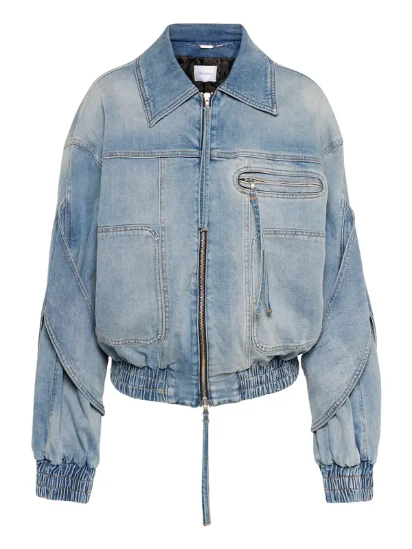 Blumarine Denim Bomber Jacket - Blue