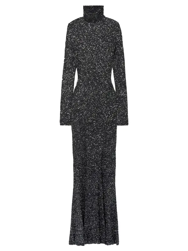 Balenciaga Sequined Stretch-knit Maxi Dress - Black
