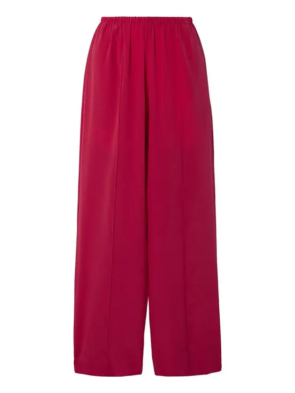 ESSE STUDIOS Classico Silk Crepe De Chine Wide-leg Pants - Red