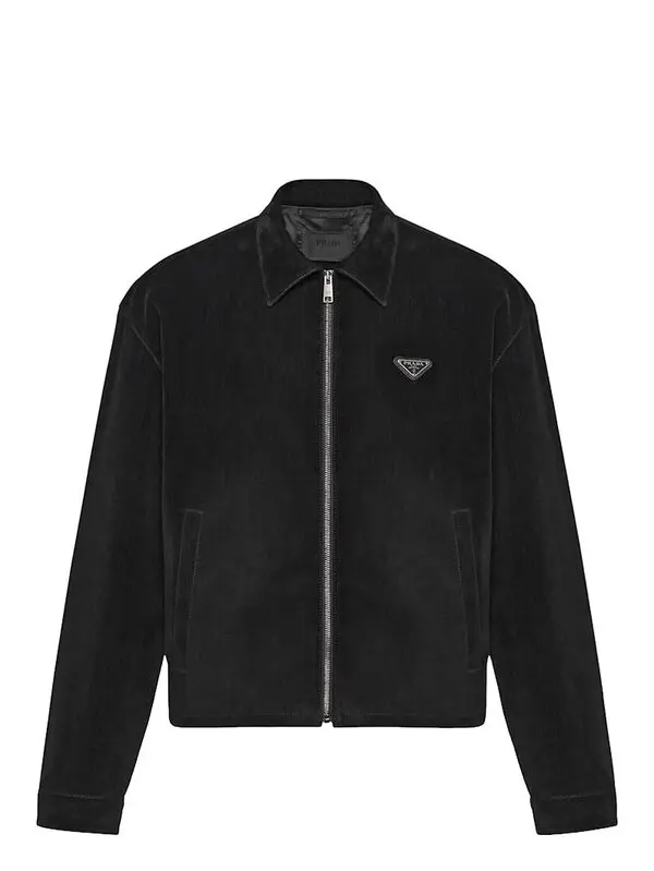 Prada Velvet Denim Blouson Jacket - Nero