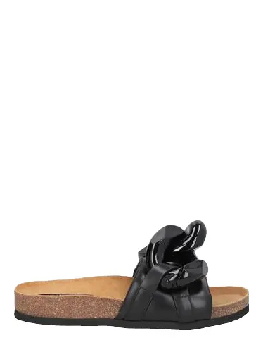 JW Anderson Leather Slide Sandals - Black