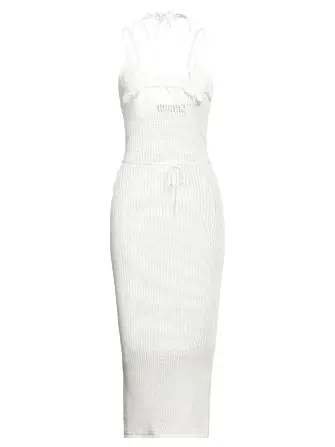 ANDREĀDAMO Knit Embellished Midi Dress - White