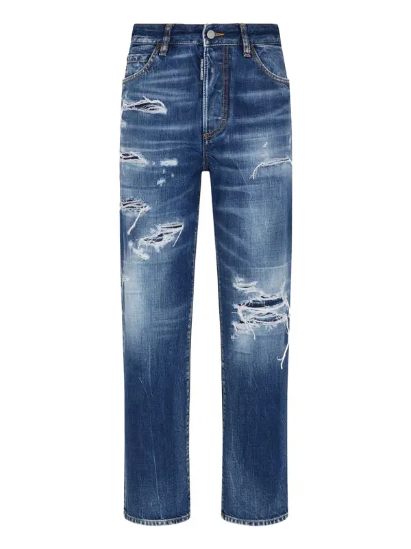 Dsquared2 Ripped Straight-leg Jeans - Blue