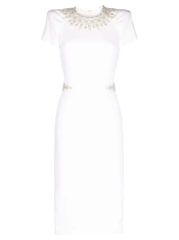 Jenny Packham Ines Beaded Midi Dress - White