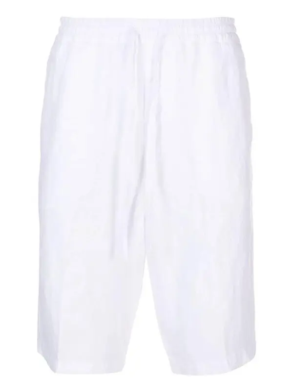 120% Lino Mid-rise Linen Bermuda Shorts - White