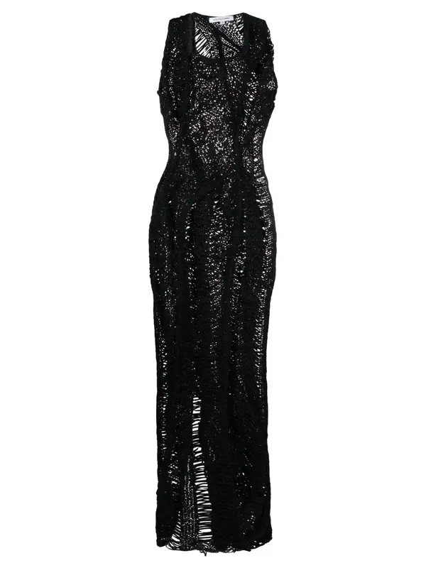 AISLING CAMPS Open-knit Maxi Dress - Black