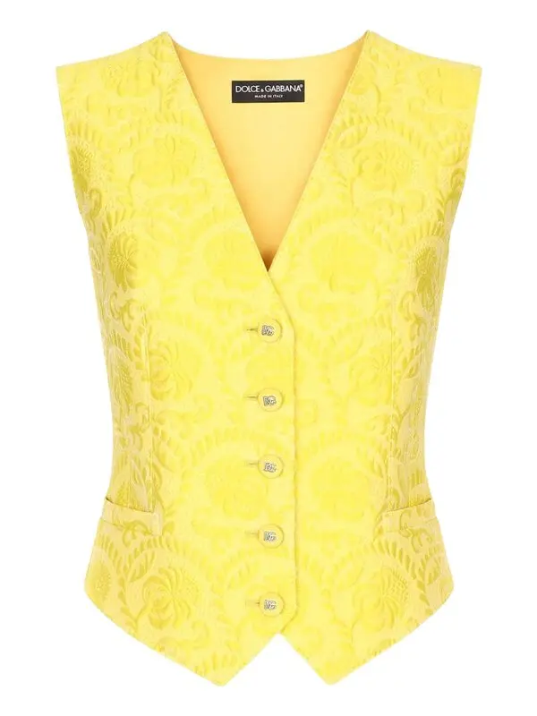 Dolce & Gabbana Jacquard Cotton-blend Waistcoat - Yellow