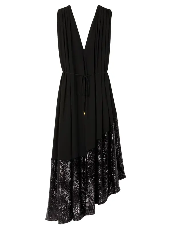 AZ FACTORY Sequin-embellished Pleated Maxi Dress - Black