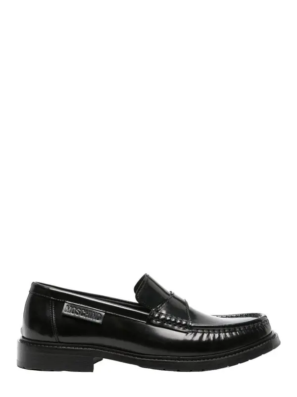 Moschino Logo-debossed Leather Loafers - Black