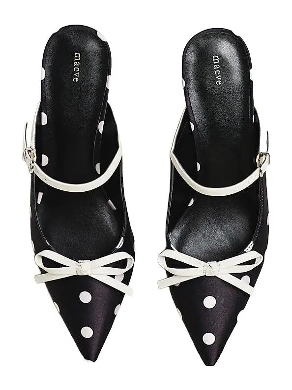 Maeve Bow Kitten-heel Mules - Polka Dot