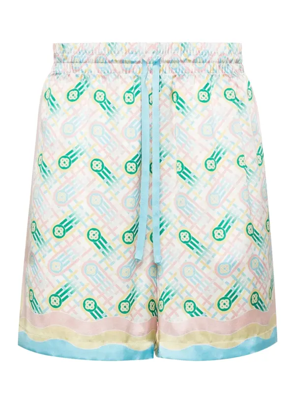 Casablanca Ping Pong Silk Shorts - Blue