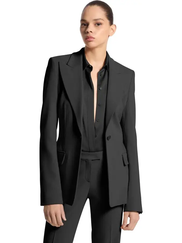 Michael Kors Georgina Stretch Crepe Blazer In Size By - Black