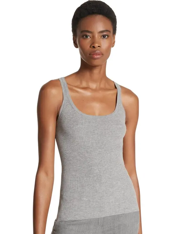 Michael Kors Ribbed Stretch Viscose Tank Top - Grey