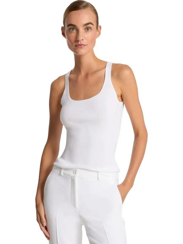 Michael Kors Ribbed Stretch Viscose Tank Top - White