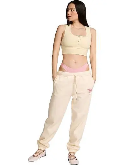 Pink Campus Fleece Sweatpants - Beige