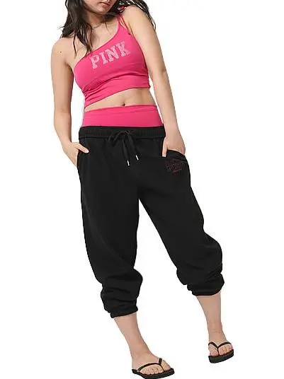 Pink Campus Fleece Sweatpants - Black