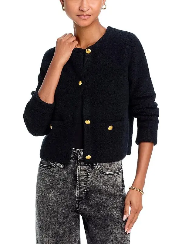 Aqua Button Front Cardigan Exclusive - Black