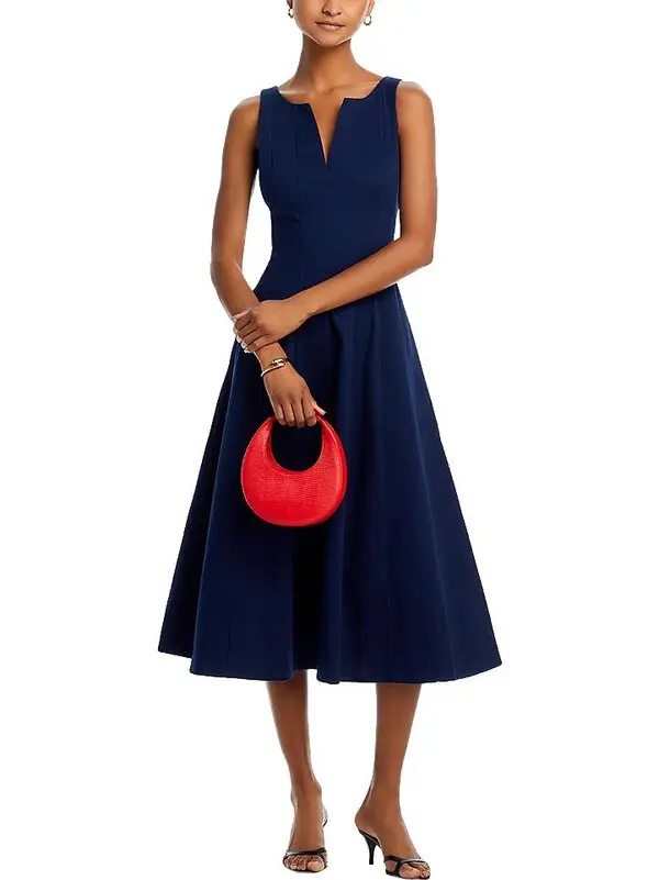 Aqua Paneled Midi Dress - Navy
