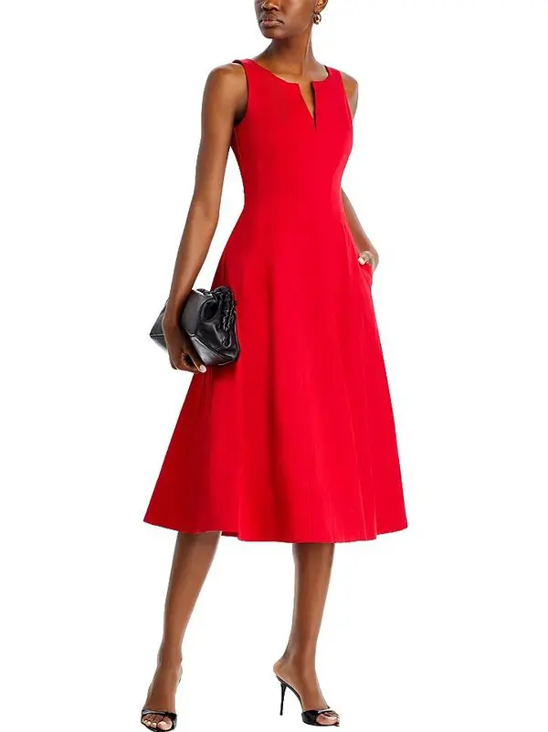 Aqua Paneled Midi Dress - Red