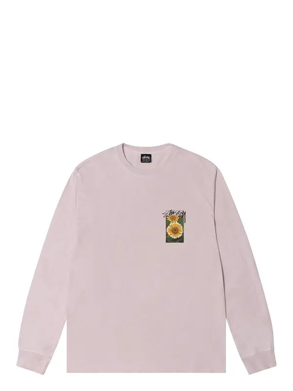 StÜssy Flower Grid Pigment Dyed Long-sleeve Tee 'blue - Pink