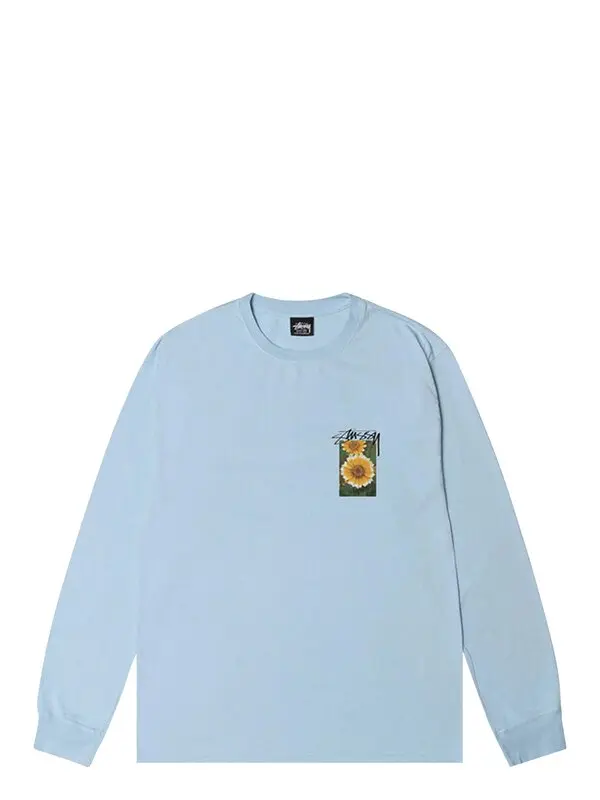 StÜssy Flower Grid Pigment Dyed Long-sleeve Tee 'sky - Blue