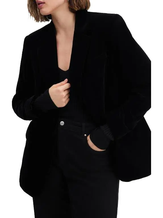 Mango Velvet Blazer - Black